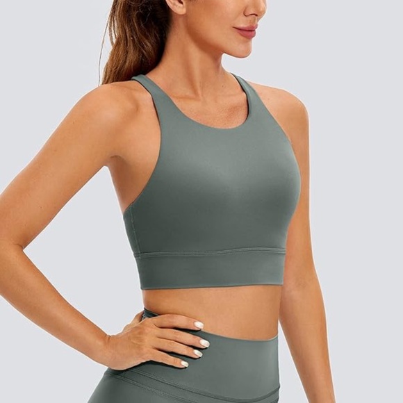 Tops | Crz Yoga Womens Butterluxe Strappy High Neck Longline Sports Bra ...